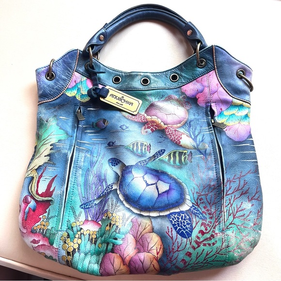 Anuschka | Bags | Anuschka Hand Painted Underwater Scene Leather ...